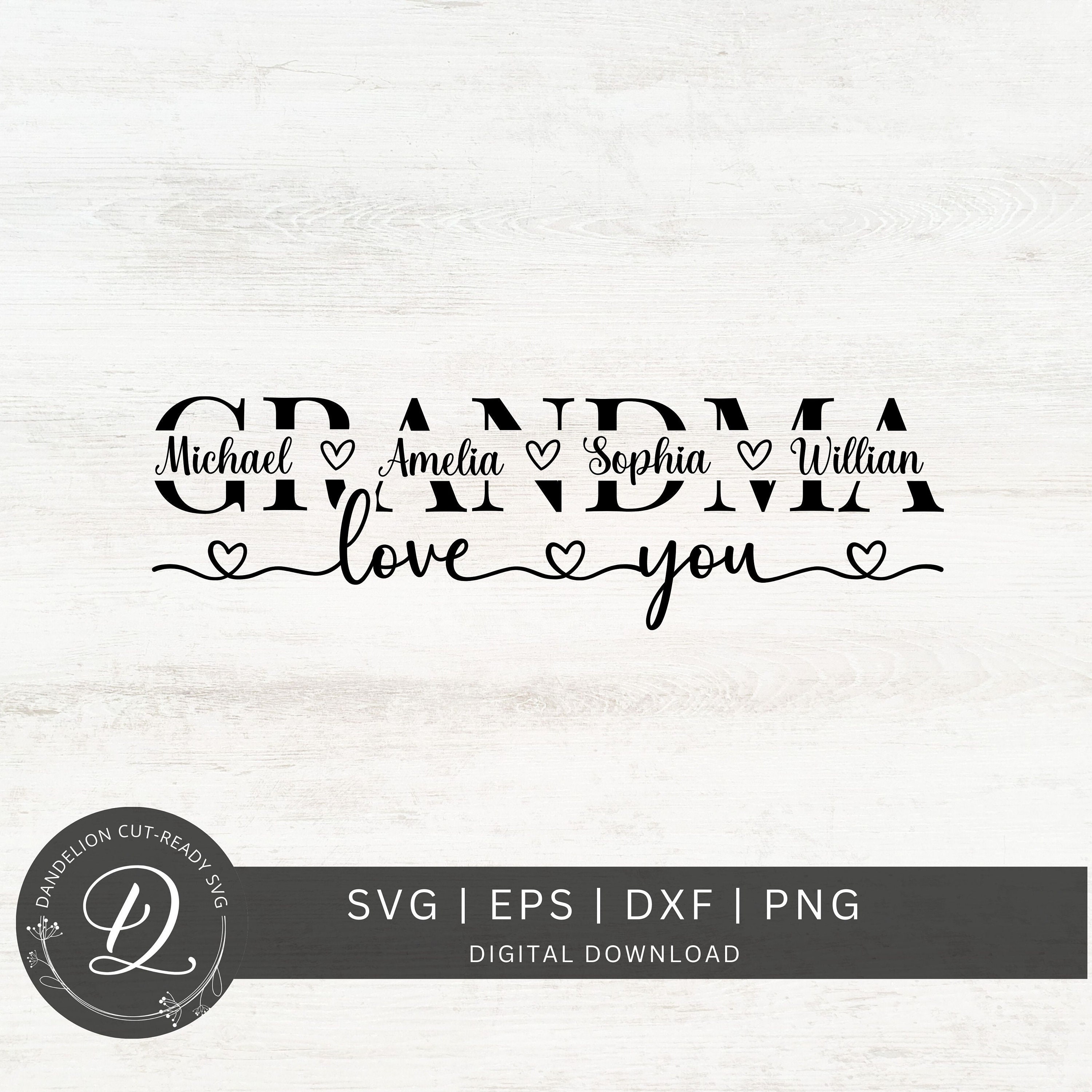 Grandma SVG, Grandma Split Name Frame Svg, Grandma Cut File, Grandmothersvg, Mother's Day SVG ...