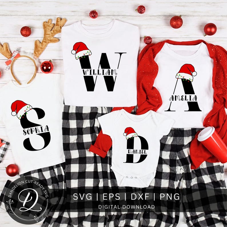 Christmas Monogram Alphabet SVG Bundle, Santa Letters A-Z (digital ...