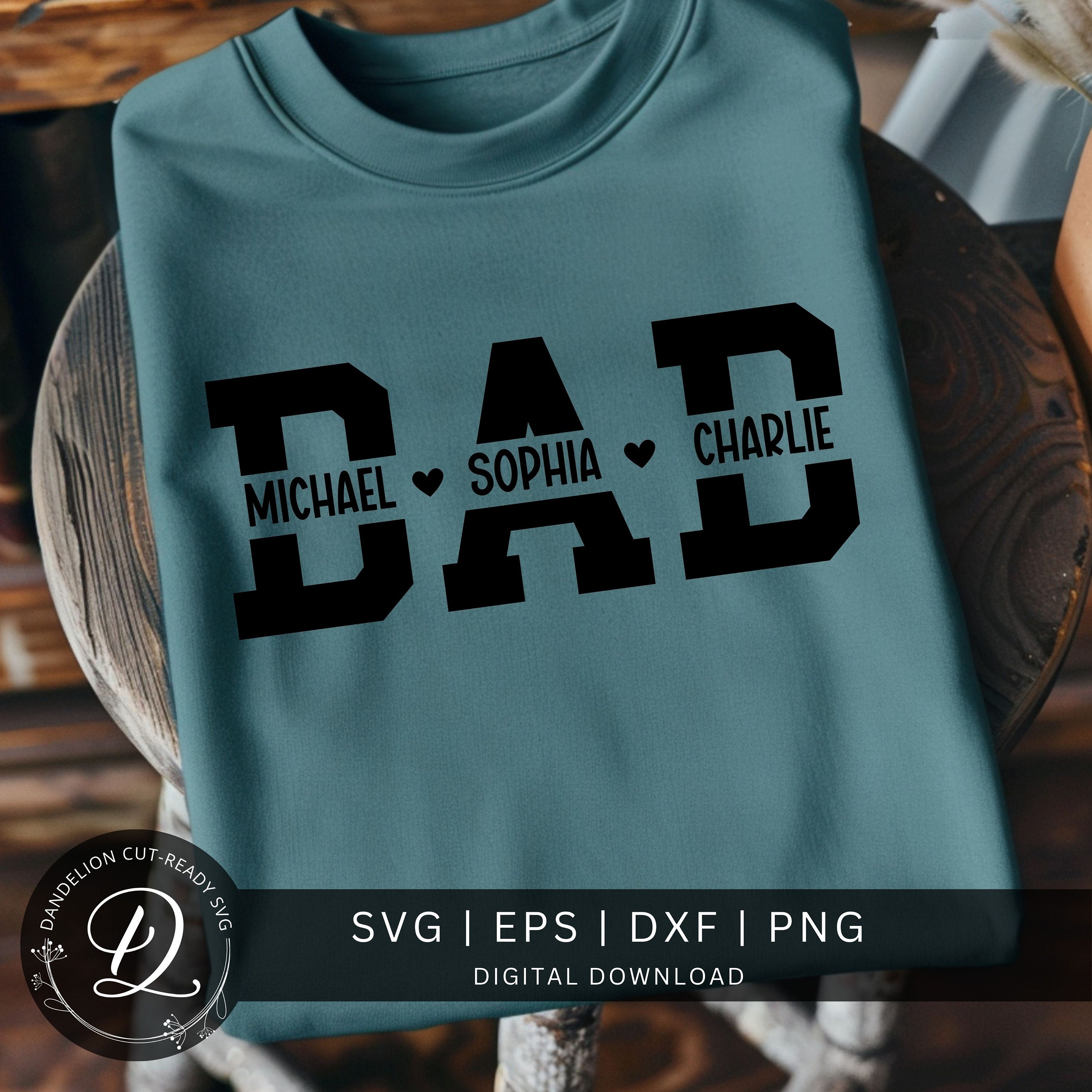 Dad Split Name Frame Svg, Dad Svg Cut File, Dad Monogram SVG, Father's ...