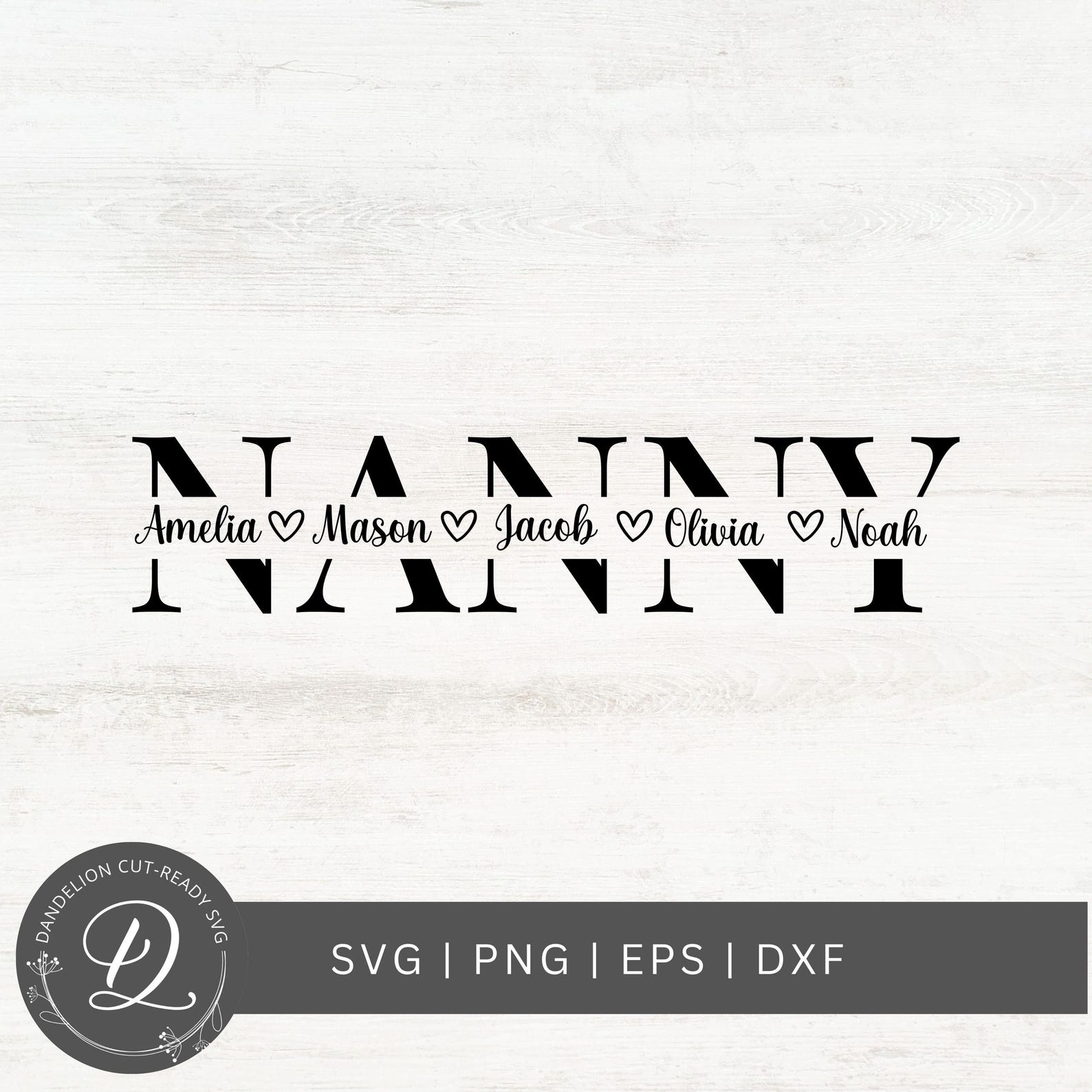 Grandma SVG, Nanny Split Name Frame Svg, Grandma Cut File ...