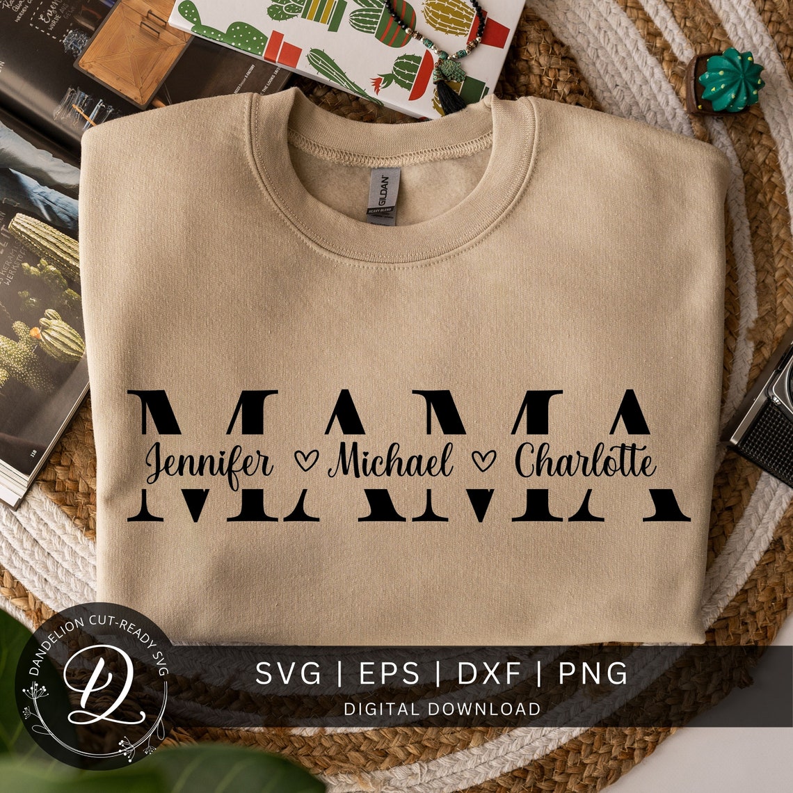 Mama SVG, Mother's Day Gift SVG, Mama Split Name Frame Svg, Mama Cut ...