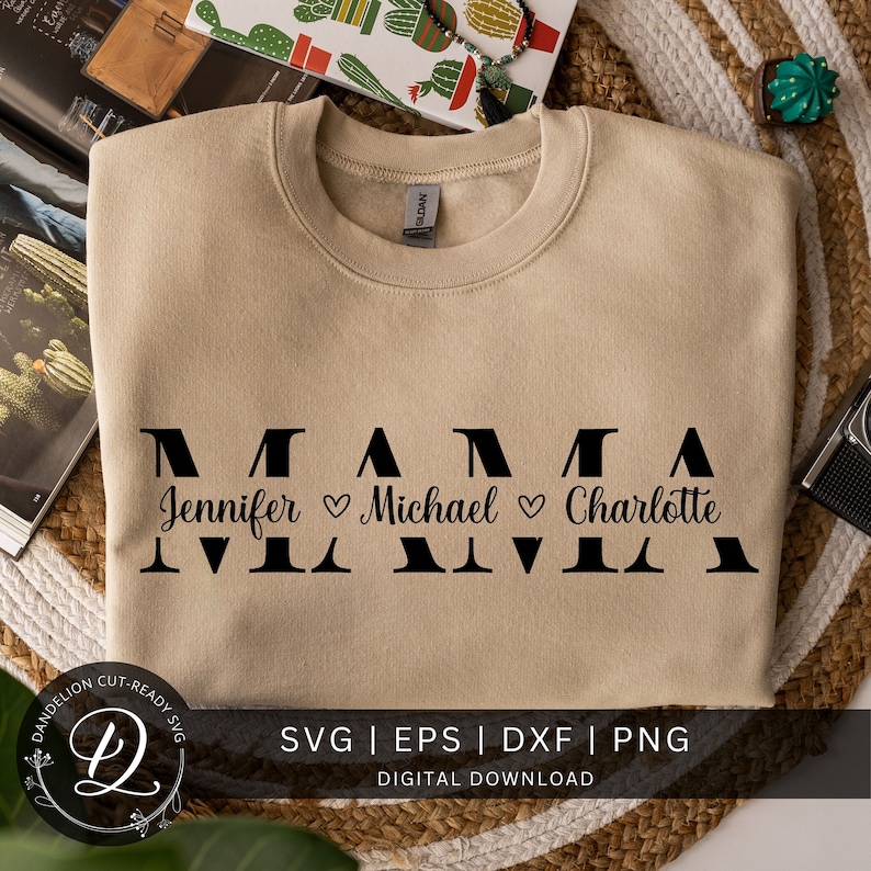 Mama SVG, Mother's Day Gift SVG, Mama Split Name Frame Svg, Mama Cut ...
