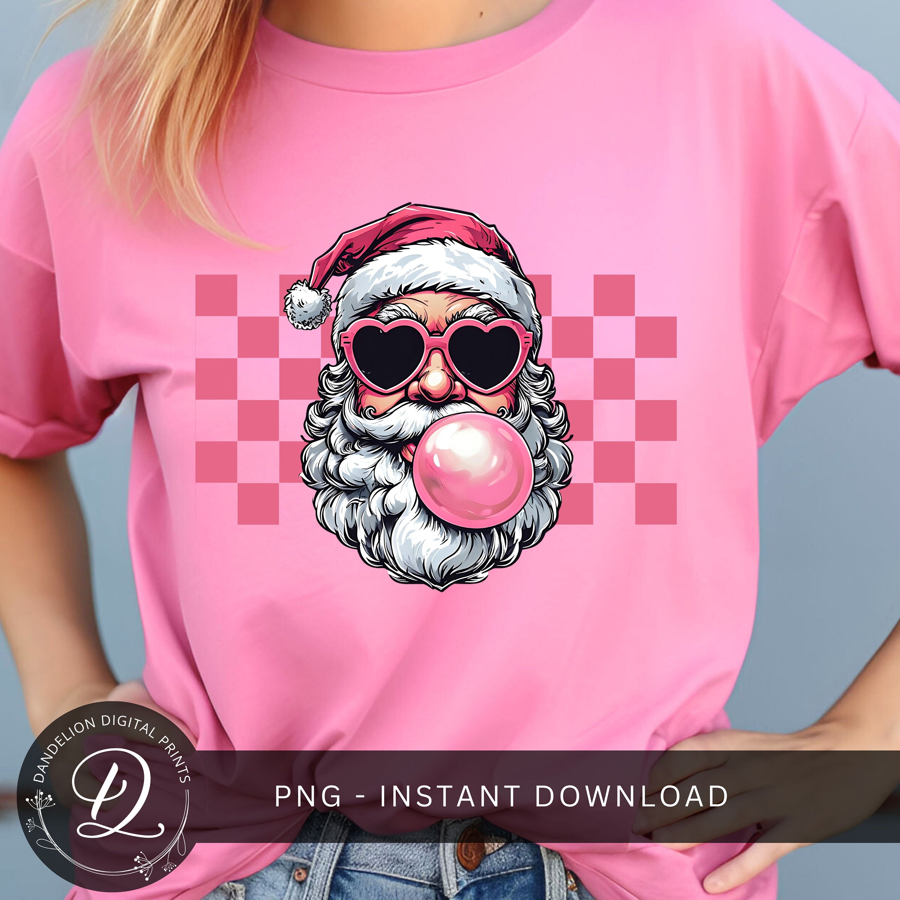 Bubble Gum Santa PNG, Christmas Sublimation, Vintage Santa With Heart ...