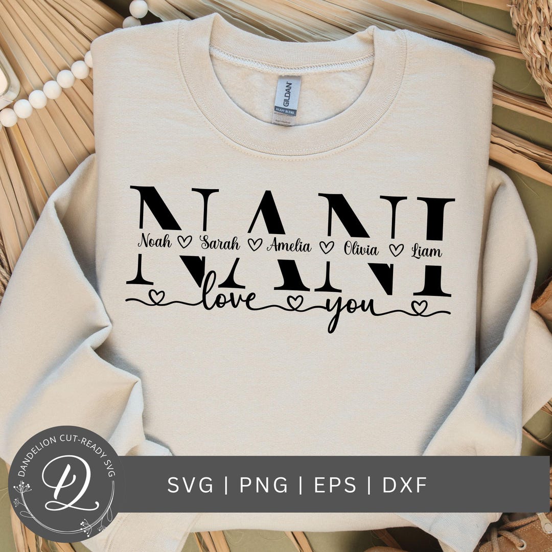Nani SVG, Nani Split Name Frame Svg, Grandma Cut File, Grandmother PNG ...