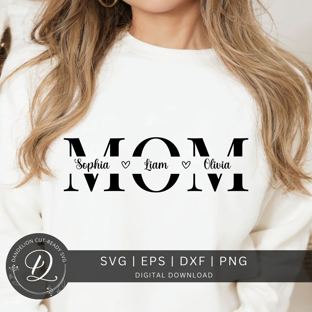 Mom SVG, Mother's Day Gift SVG, Mom Split Name Frame Svg, Mom Cut File ...