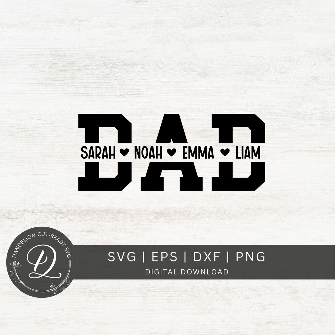 Dad Split Name Frame Svg, Dad Svg Cut File, Dad Monogram SVG, Father's ...
