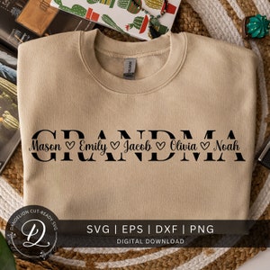 Grandma SVG, Grandma Split Name Frame Svg, Grandma Cut File ...