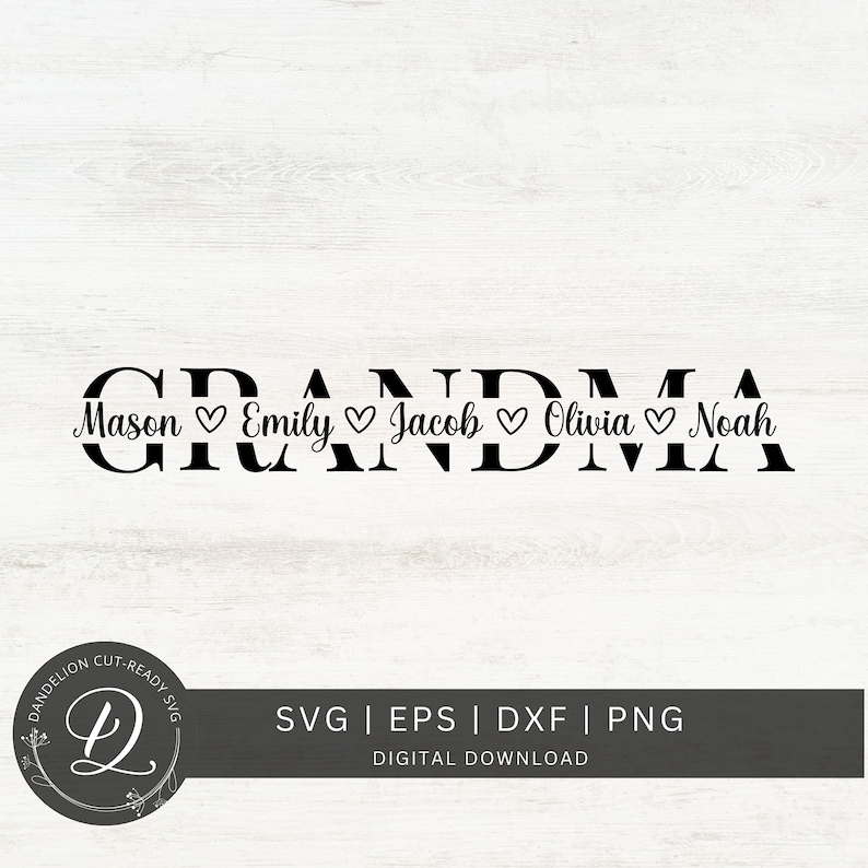 Grandma SVG, Grandma Split Name Frame Svg, Grandma Cut File ...