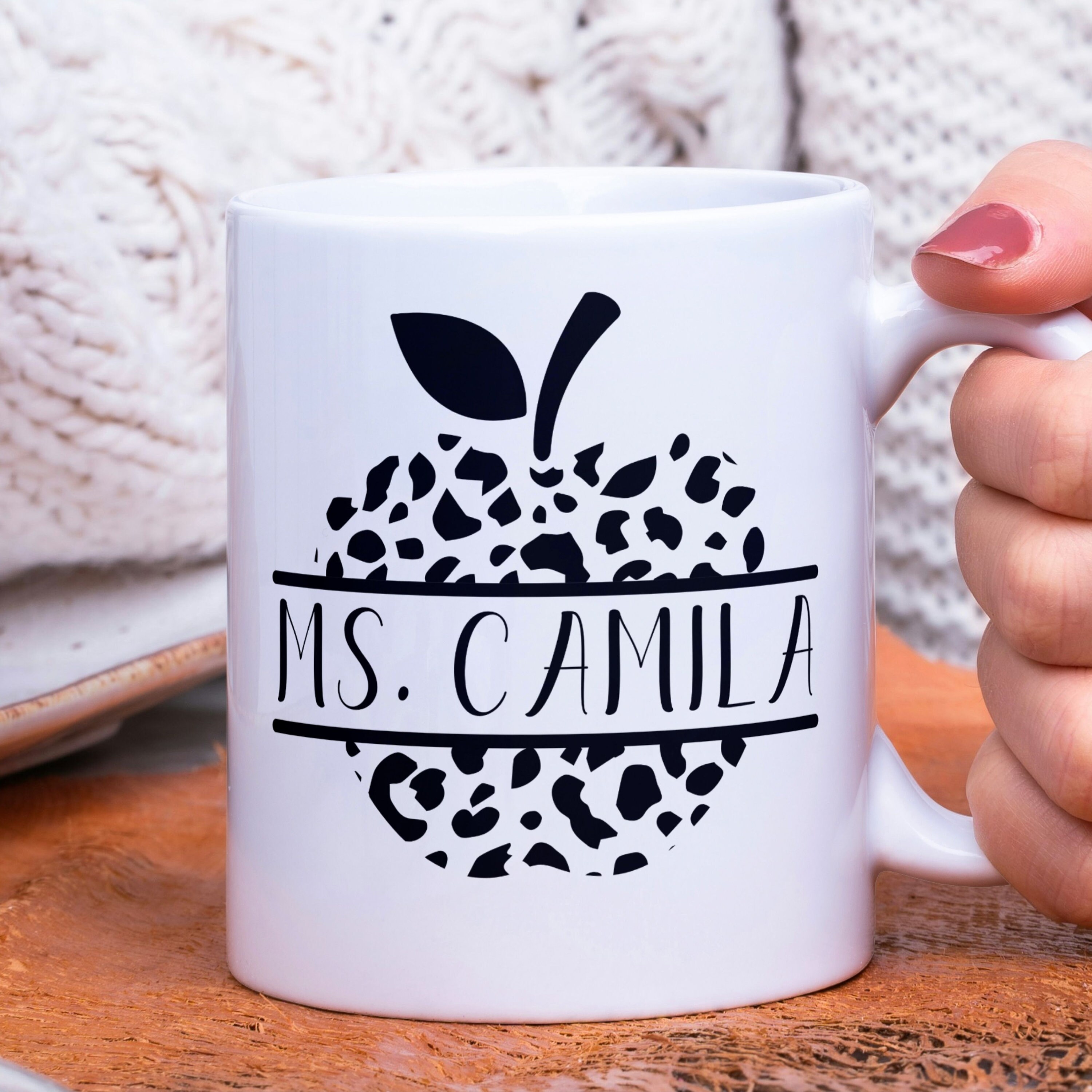 Apple Name Frame SVG, Teacher Split Monogram SVG, Cut File for Cricut ...