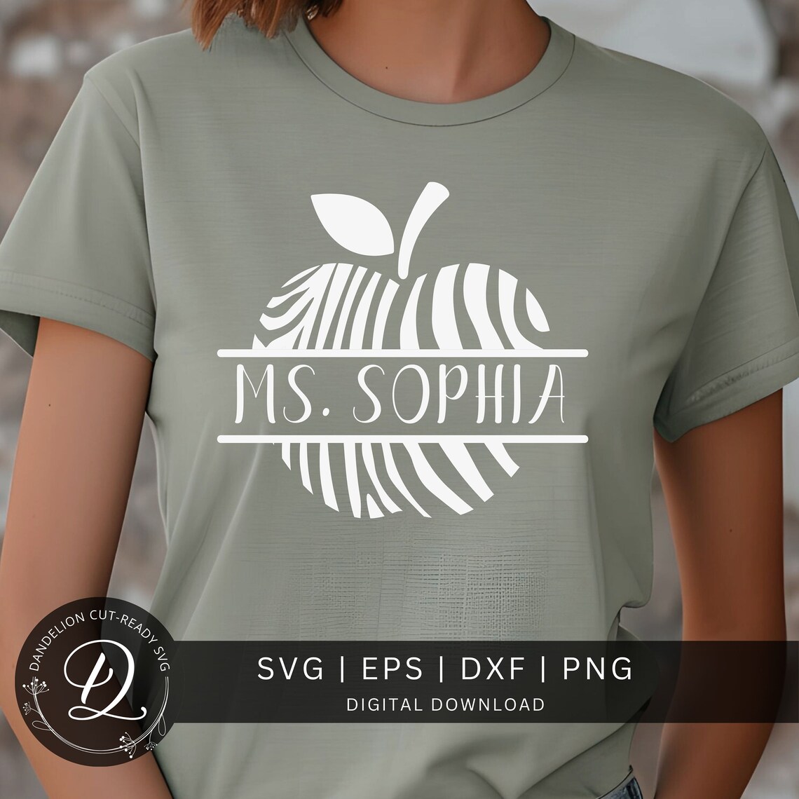 Apple Name Frame SVG, Teacher Split Monogram SVG, Apple Cut File for ...