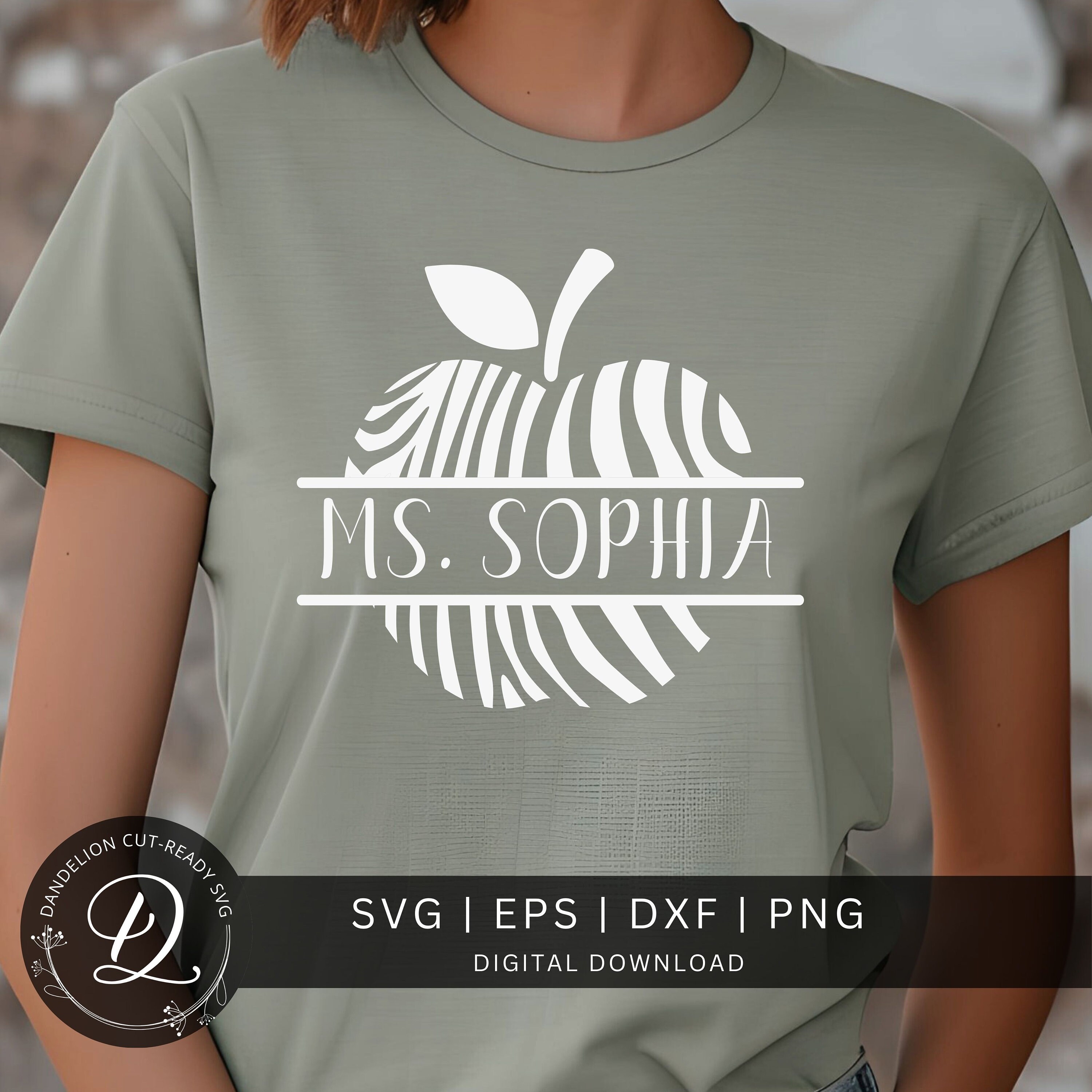 Apple Name Frame SVG, Teacher Split Monogram SVG, Apple Cut File for ...