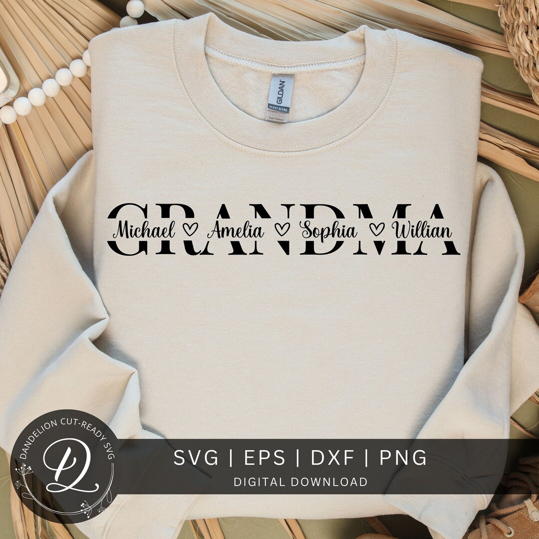 Grandma SVG, Grandma Split Name Frame Svg, Grandma Cut File ...
