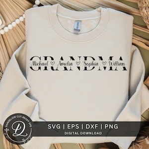 Grandma SVG, Grandma Split Name Frame Svg, Grandma Cut File ...