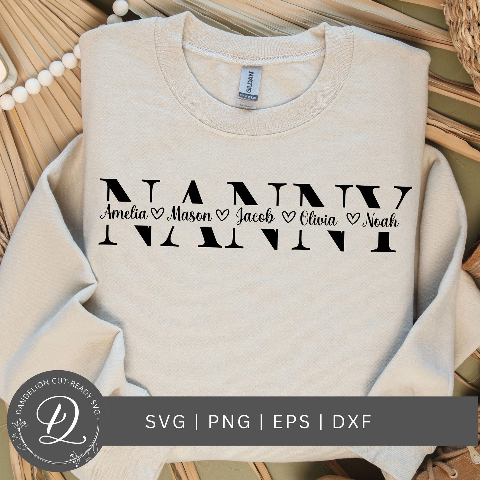 Grandma SVG, Nanny Split Name Frame Svg, Grandma Cut File ...