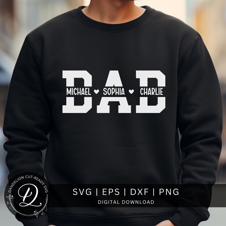 Dad Split Name Frame Svg, Dad Svg Cut File, Dad Monogram SVG, Father's ...