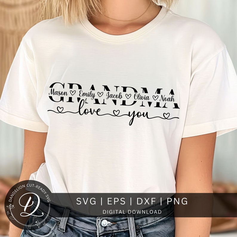 Grandma SVG, Grandma Split Name Frame Svg, Grandma Cut File ...