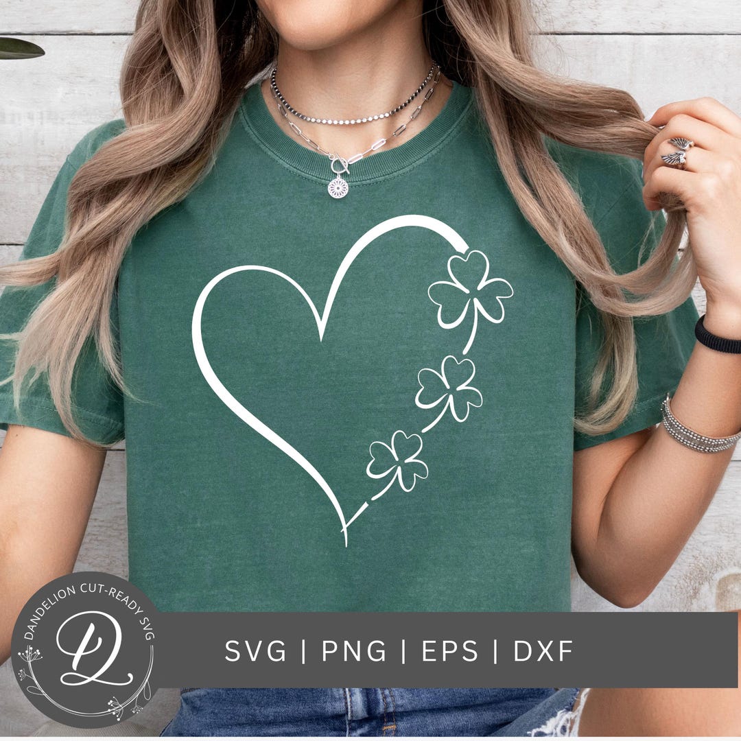 Clover Heart SVG, St Patricks Day Svg, Shamrock Cut File, St Paddys Svg ...