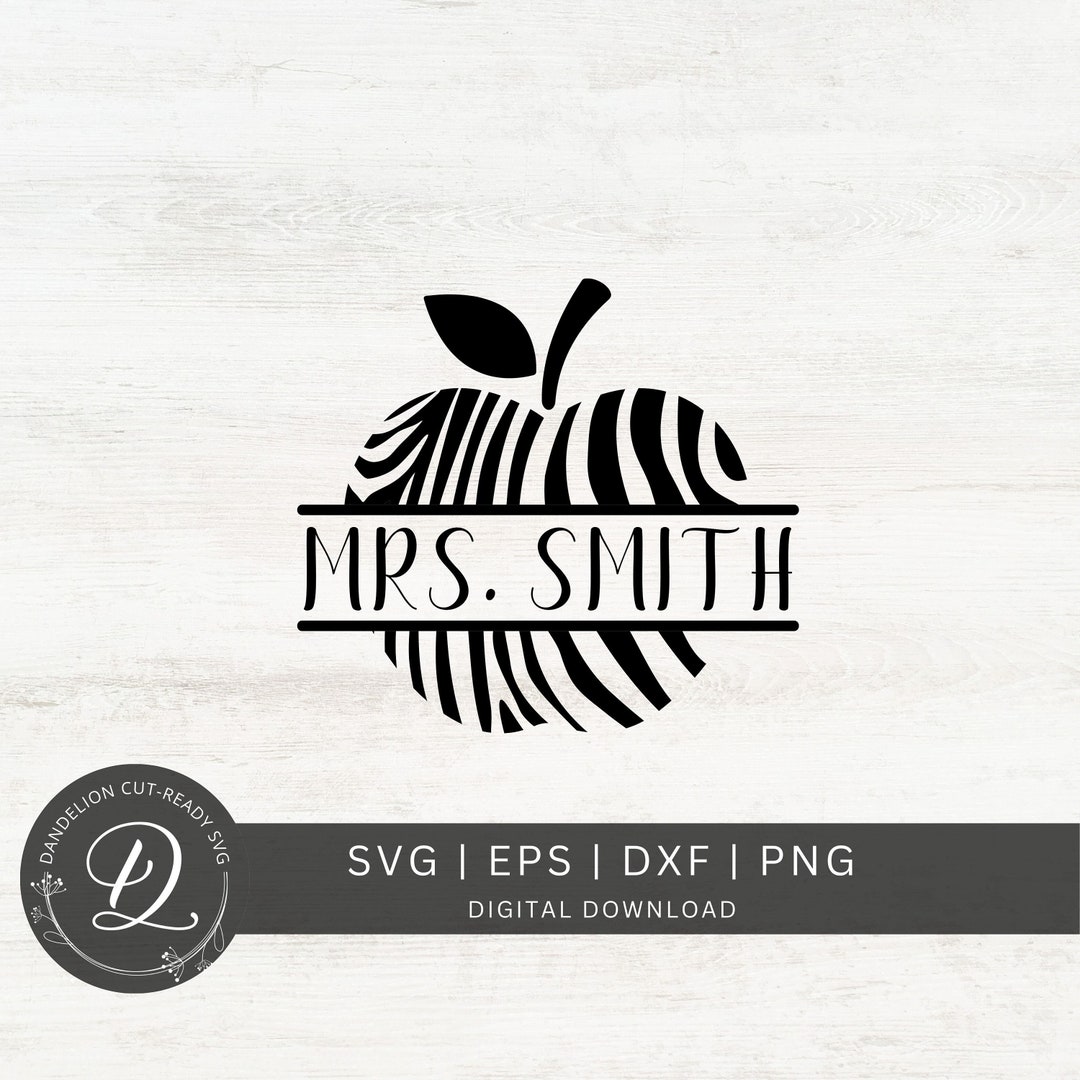 Apple Name Frame SVG, Teacher Split Monogram SVG, Apple Cut File for ...
