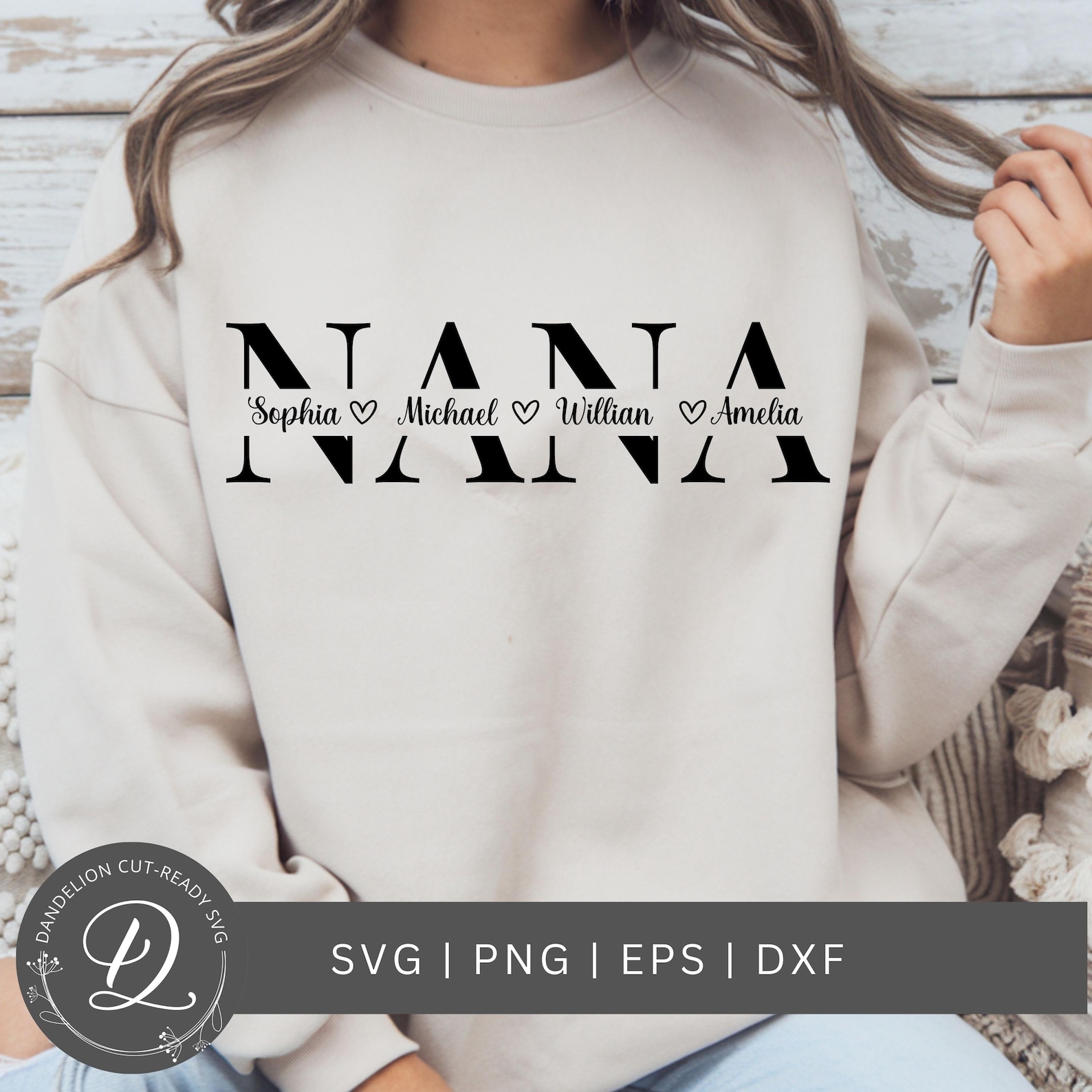 Grandma SVG, Nana Split Name Frame Svg, Grandma Cut File ...