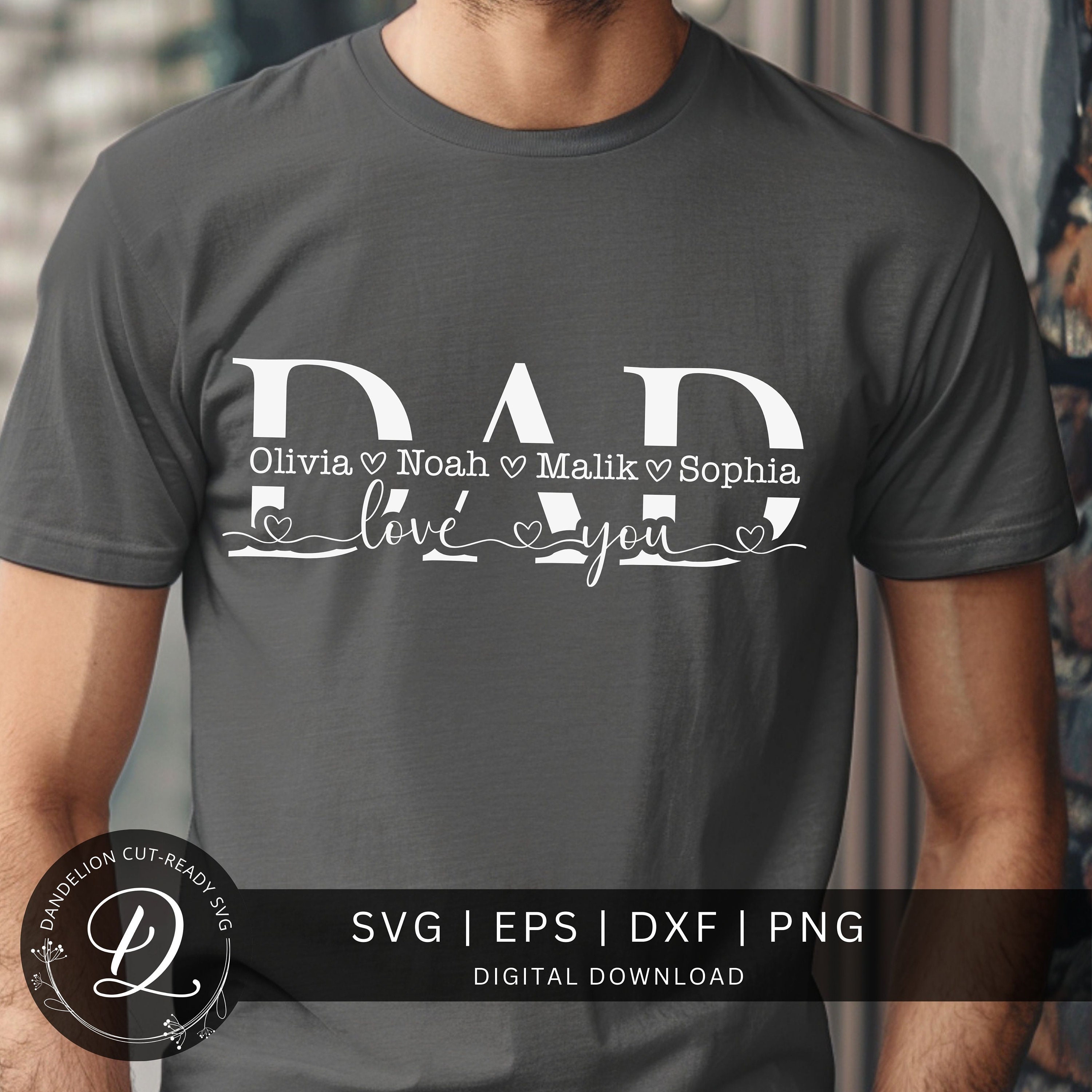 Dad SVG, Father's Day Gift SVG, Dad Split Name Frame Svg, Dad Cut File ...