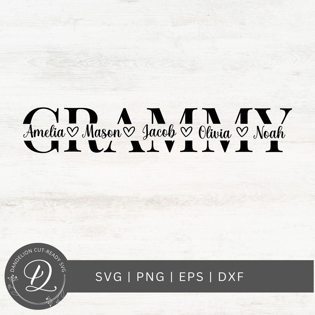 Grandma SVG, Grammy Split Name Frame Svg, Grandma Cut File ...