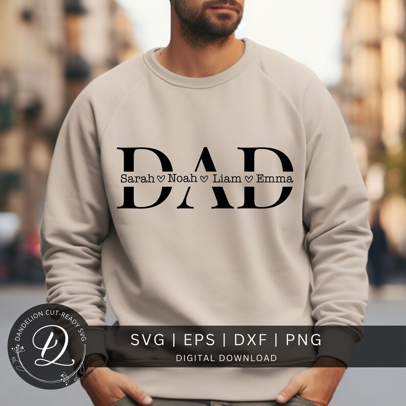 Dad SVG, Father's Day Gift SVG, Dad Split Name Frame Svg, Dad Cut File ...