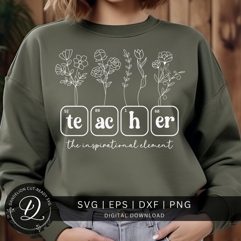 Periodic Teacher SVG File, Teacher Inspirational Element Svg, Teacher Life Svg, Wildflowers Cut ...