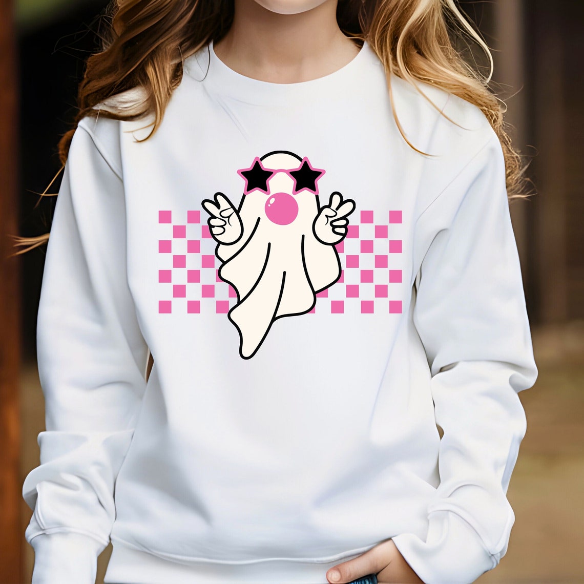 Retro Halloween Ghost SVG, Cute Checkered PNG, Cricut Cut File - Etsy