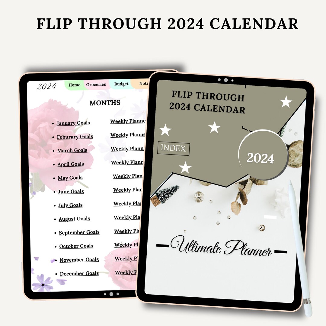 2024 Flip Through Hyperlinked Planner, Ultimate Hyperlinked Monthly ...
