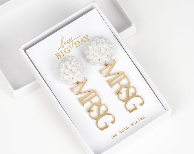 Mrs Earrings, Bride Statement Earrings, Bachelorette Party Earrings ...