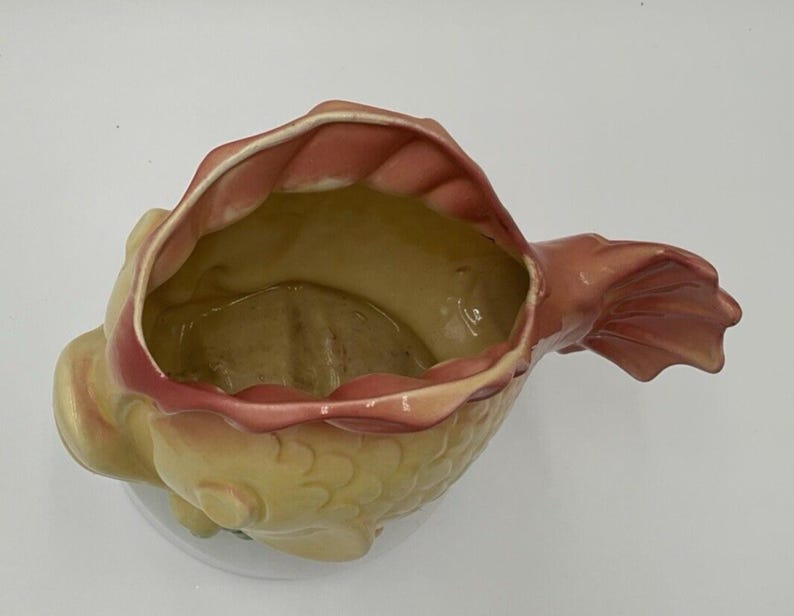Vintage Ceramic Fish Kissing Lips Planter Pot Hand Painted Whimsical ...