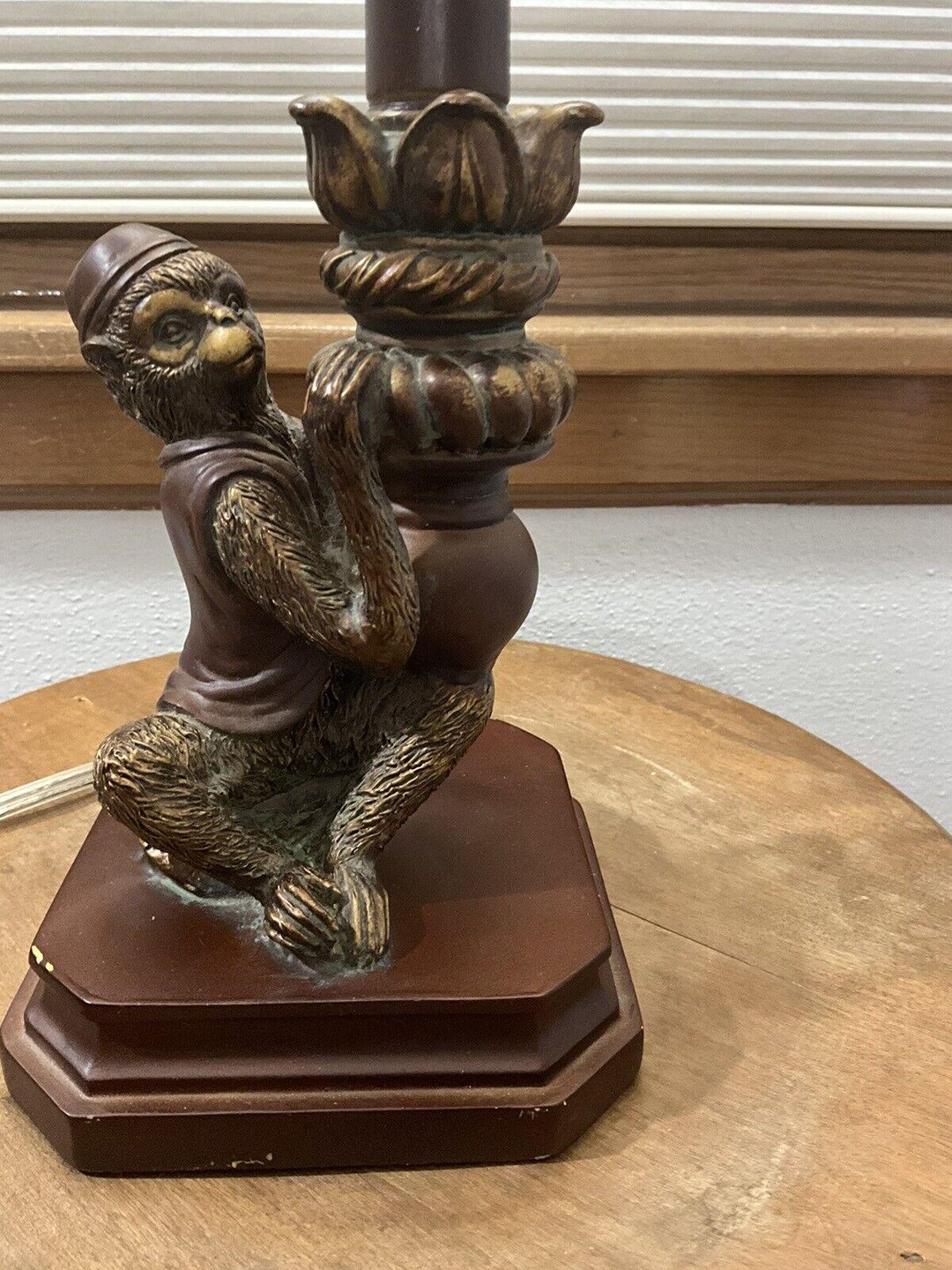 Vintage Brass Bellhop Monkey Lamp Candlestick Table Lamp 31 Patina ...