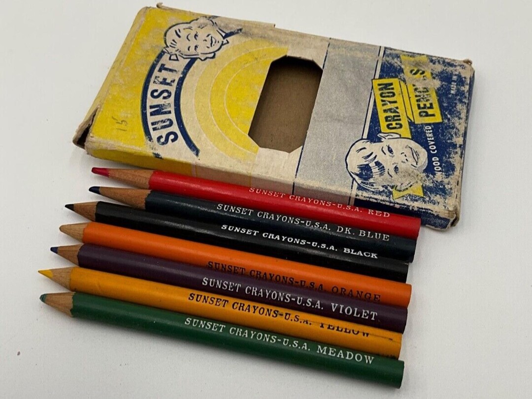 Vintage Sunset Crayon Colored Pencils - Hassenfeld Bros USA - Set of 7 ...