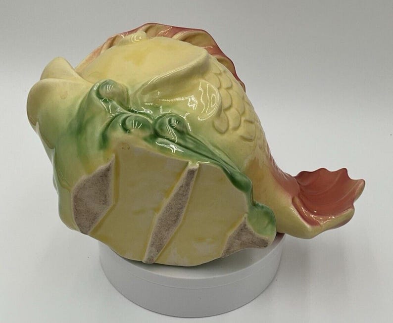 Vintage Ceramic Fish Kissing Lips Planter Pot Hand Painted Whimsical ...