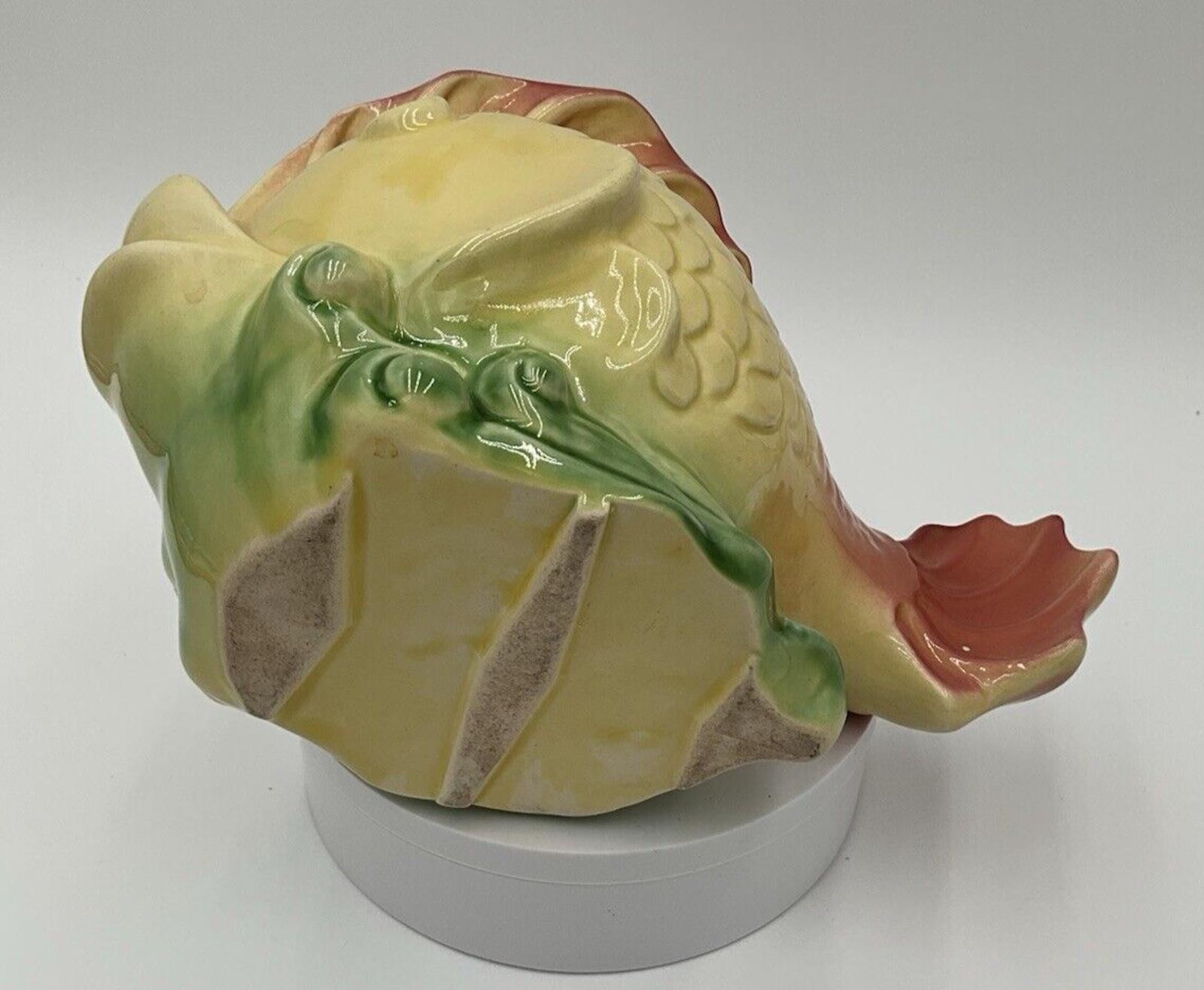 Vintage Ceramic Fish Kissing Lips Planter Pot Hand Painted Whimsical ...