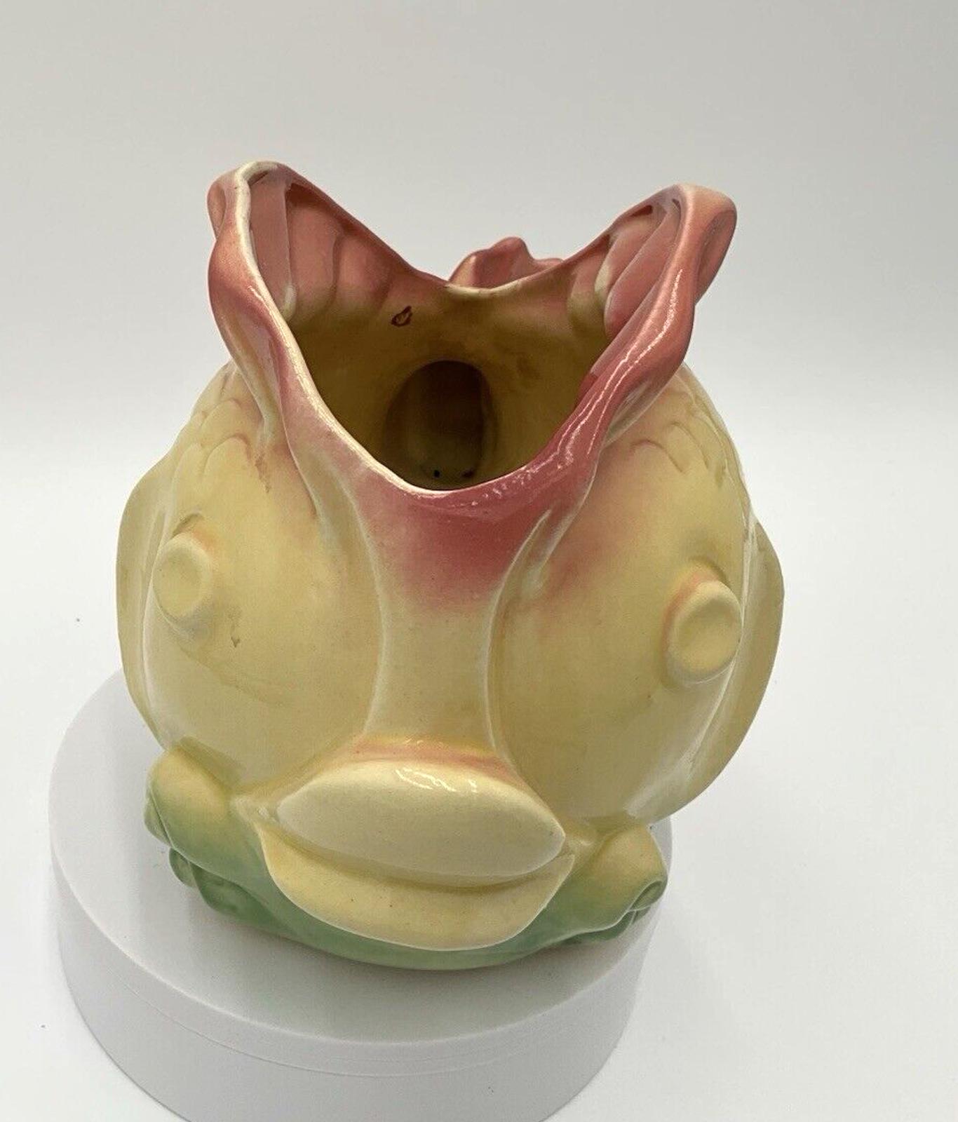 Vintage Ceramic Fish Kissing Lips Planter Pot Hand Painted Whimsical ...