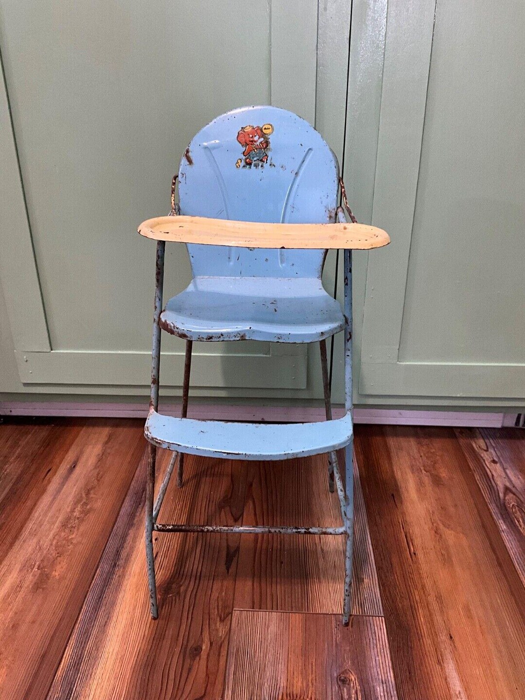 Vintage 1950's Amsco Doll-e-hichair Metal High Chair Blue Rare Baby ...