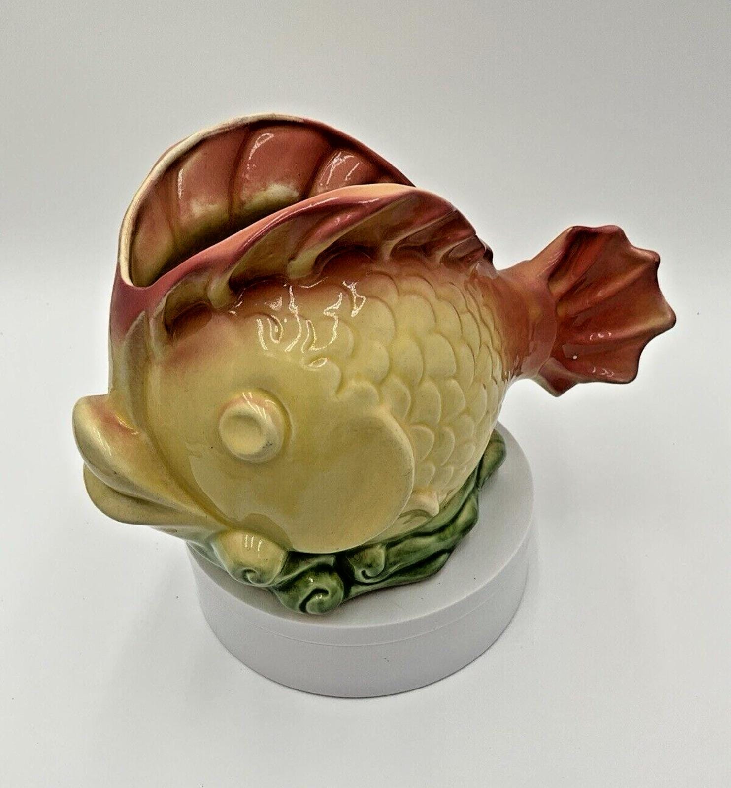 Vintage Ceramic Fish Kissing Lips Planter Pot Hand Painted Whimsical ...