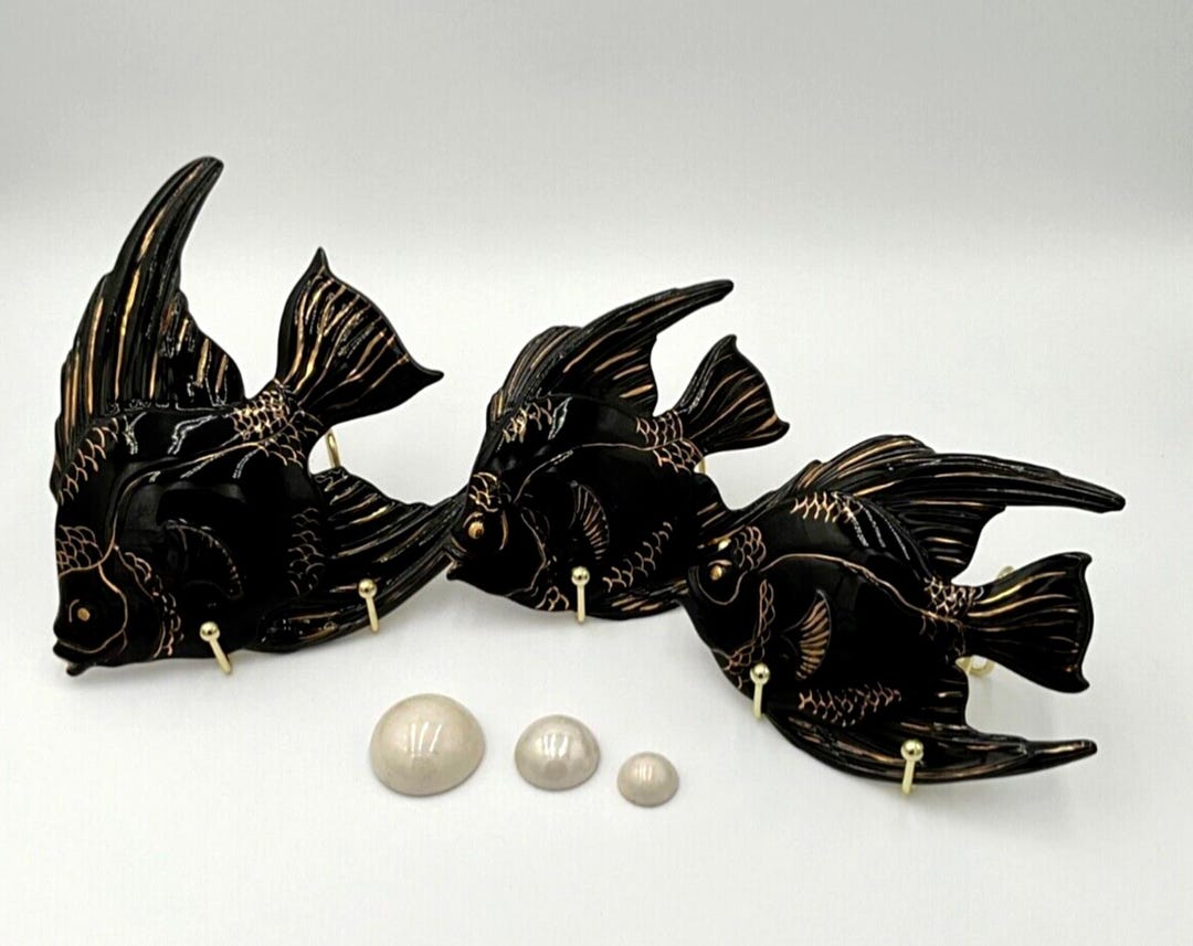 MCM Angel Fish Ceramic Wall Art Fish Hanging Angelfish Hand Painted ...