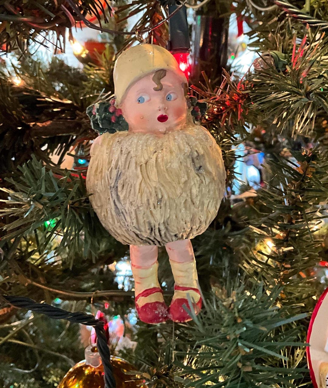 Vintage Little Miss Muffet Christmas Tree Ornament: Ceramic Girl With ...
