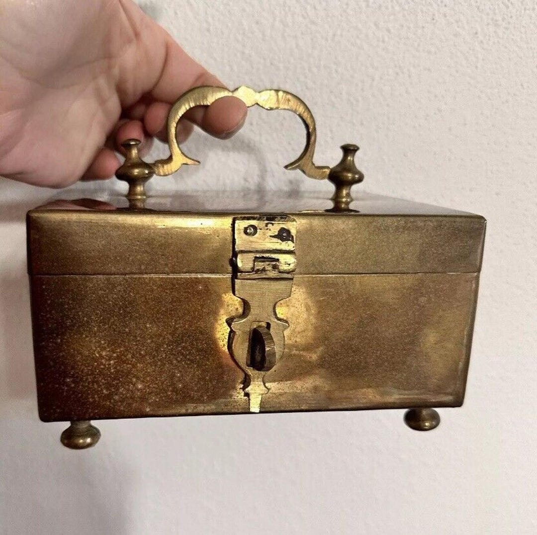 Brass Box Handled Lidded Box Latch Ball Footed Wall Hook Back Hook ...