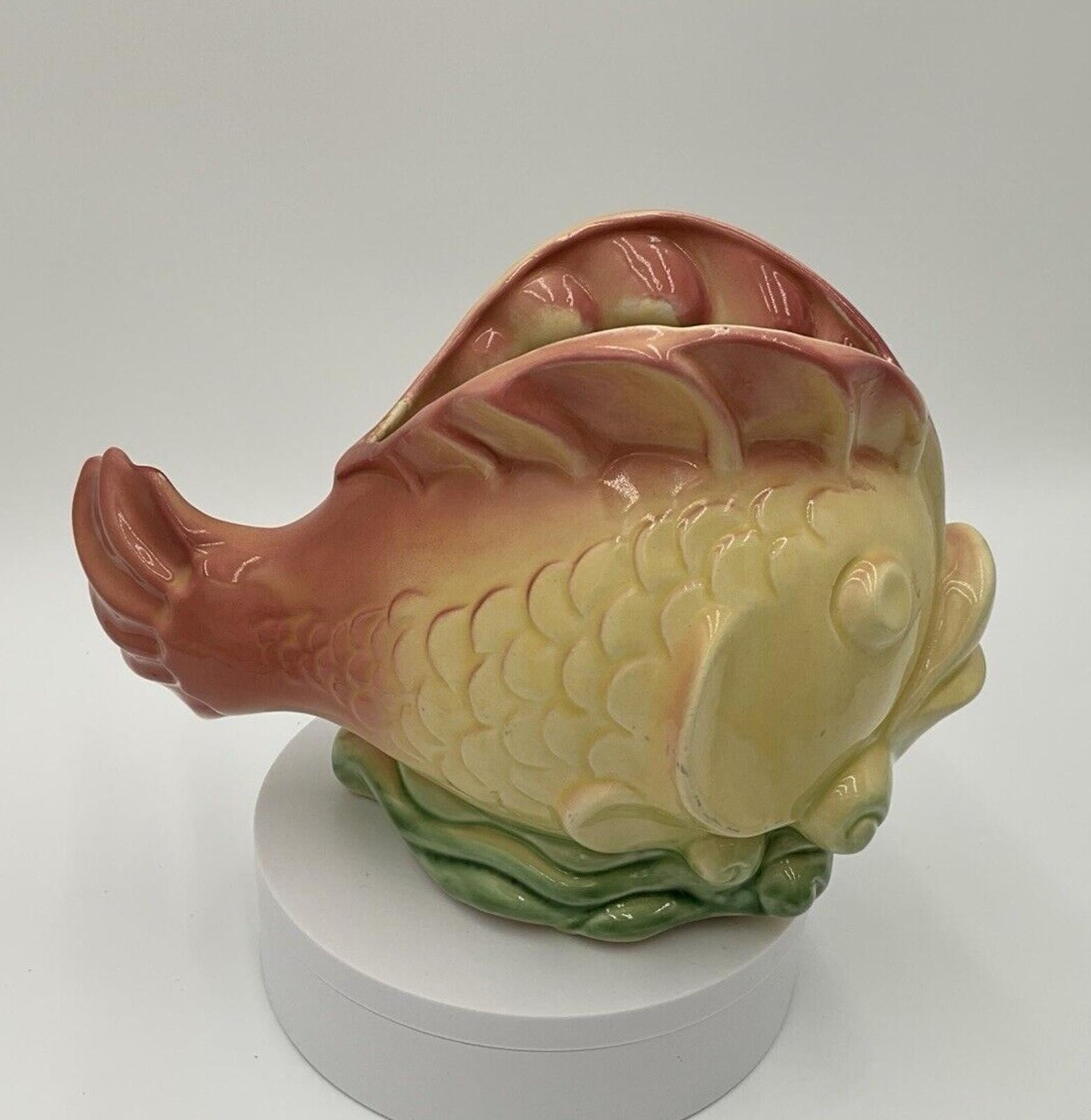 Vintage Ceramic Fish Kissing Lips Planter Pot Hand Painted Whimsical ...