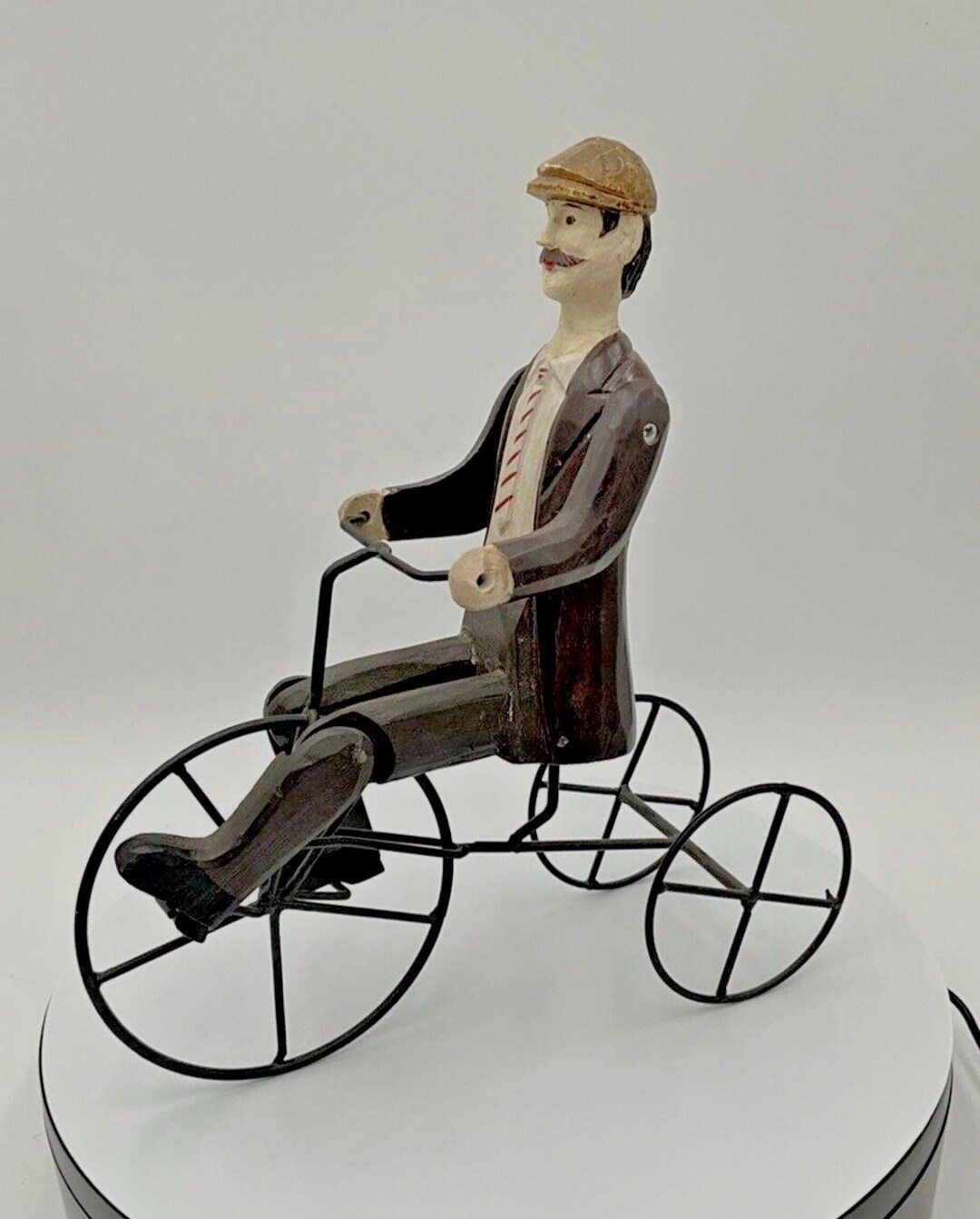 Vintage Whimsical Charlie Chaplin on High Wheeler Carved Man Mustache ...