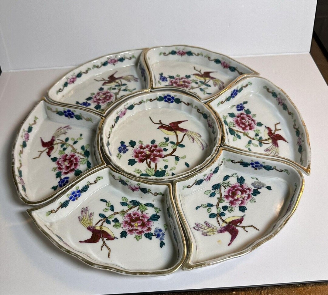 Antique Nippon Porcelain Divided Serving Platter: Hand-painted Floral ...