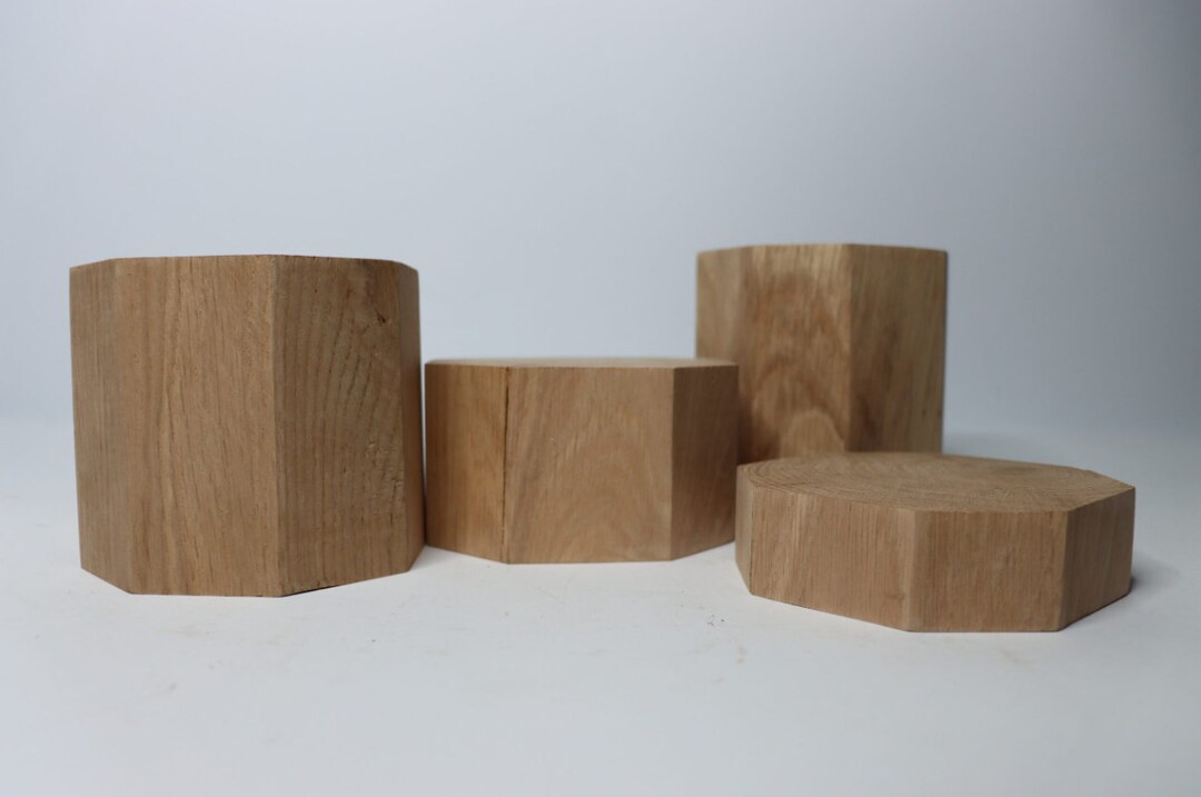 Rounded Solid Oak Blocks 10x10x...cm, Abgerundete Massive Eichenblöcke ...