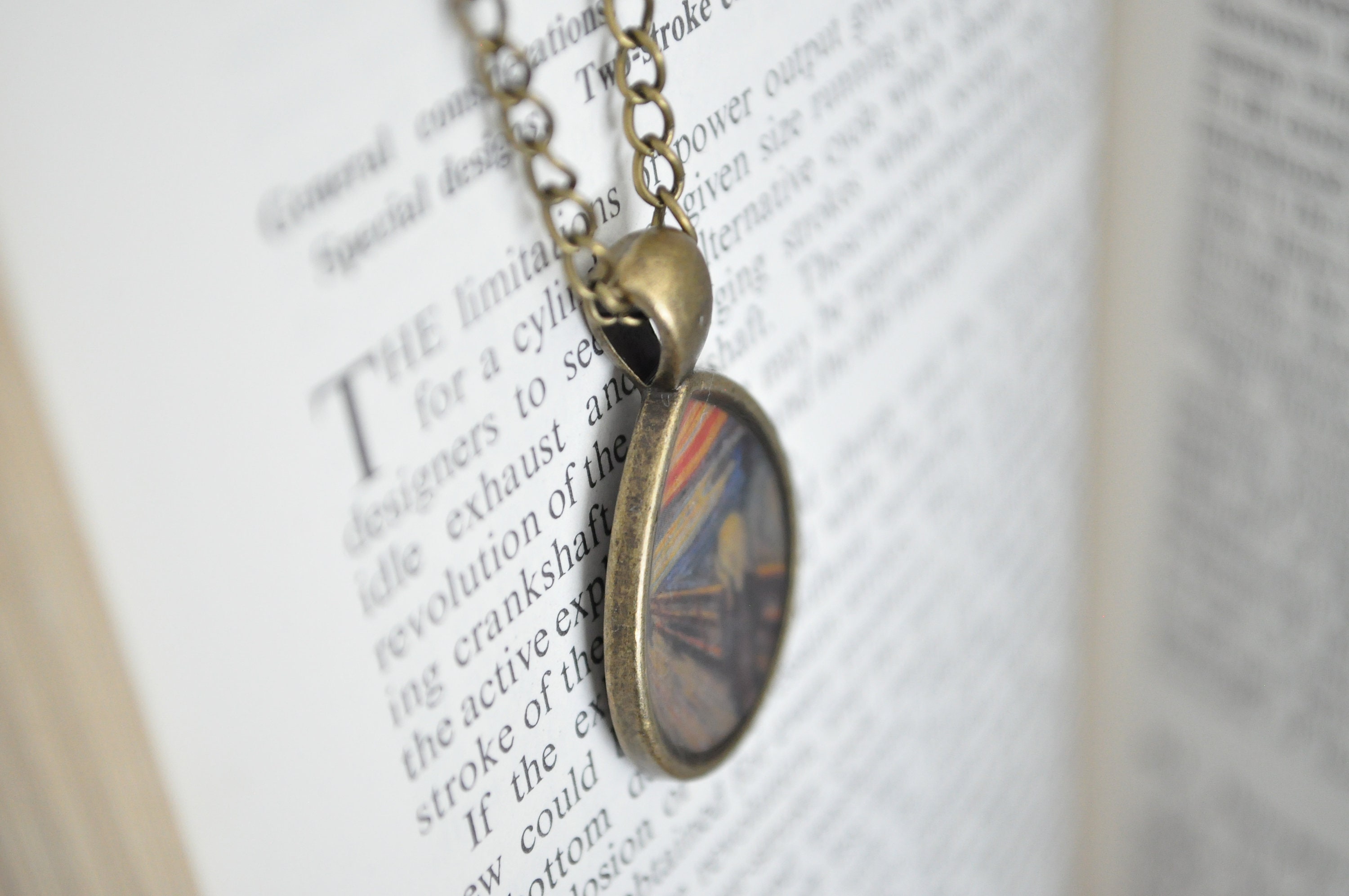 Edvard Munch Scream Pendant, Epoxy Resin Art Jewelery, Vintage Painting ...