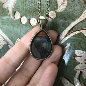Edvard Munch Scream Pendant, Epoxy Resin Art Jewelery, Vintage Painting ...