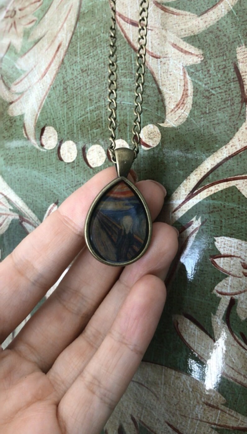 Edvard Munch Scream Pendant, Epoxy Resin Art Jewelery, Vintage Painting ...
