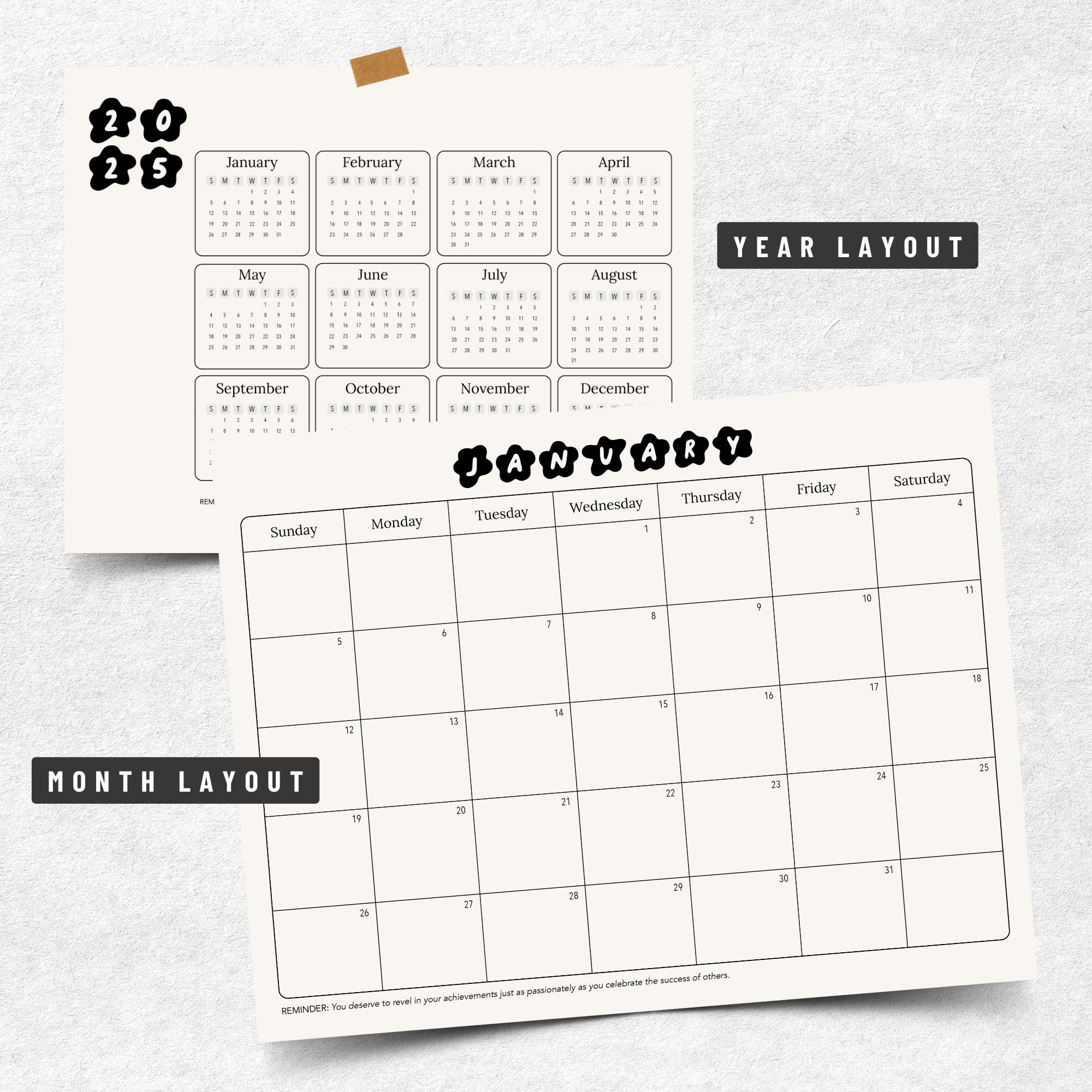 Cute Calendar 2025 Printable With Affirmations | 2025 Printable ...