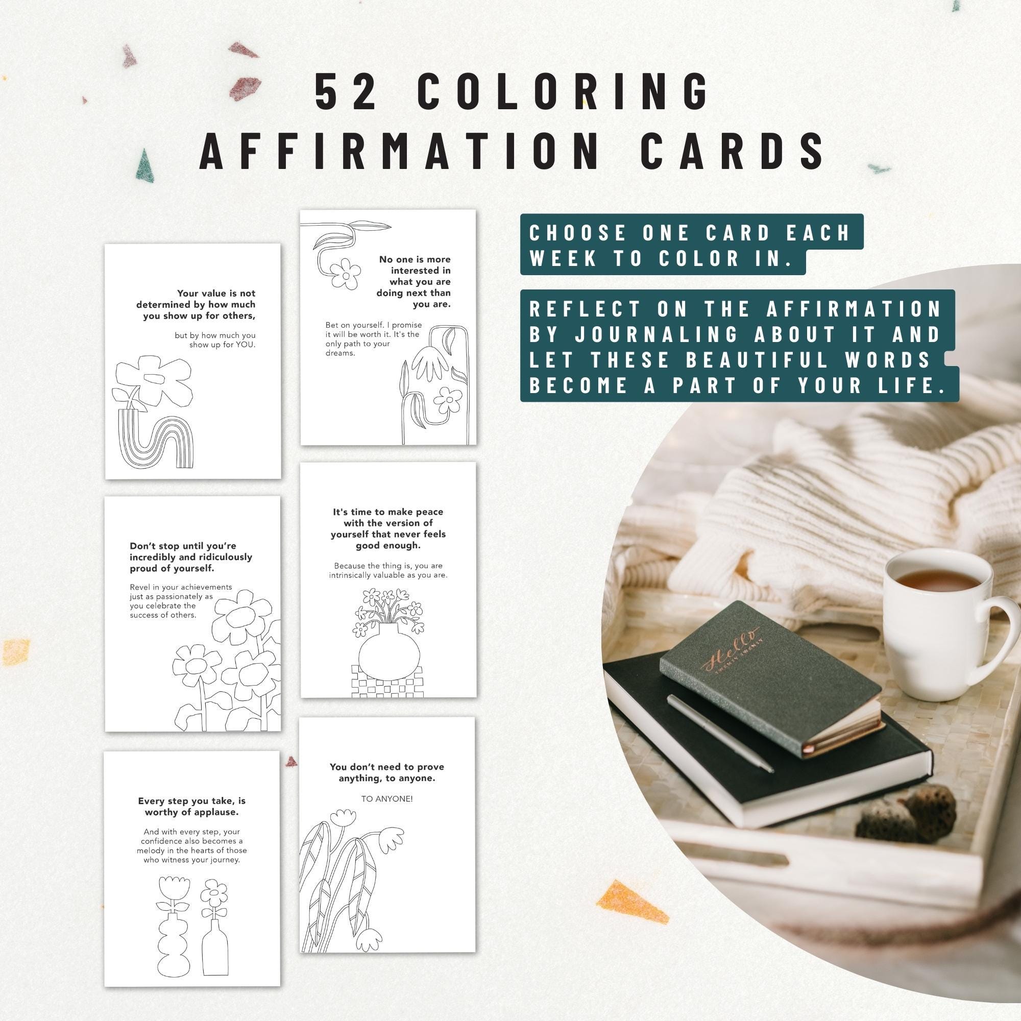 Positive Affirmation Coloring | Coloring Affirmation Cards ...